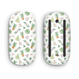 design skinz the tropical pineapple and floral pattern vinyl decal compatible with the apple magic mouse 2 (wireless, rechargable) with multi-touch surface