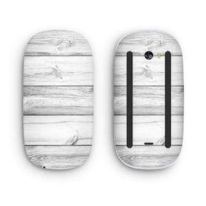 design skinz white & gray wood planks vinyl decal compatible with the apple magic mouse 2 (wireless, rechargable) with multi-touch surface