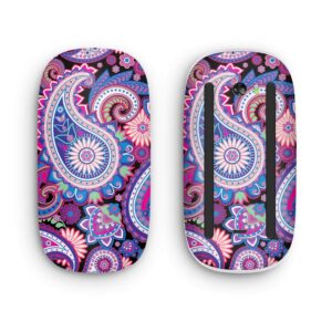 design skinz vibrant purple paisley v5 vinyl decal compatible with the apple magic mouse 2 (wireless, rechargable) with multi-touch surface