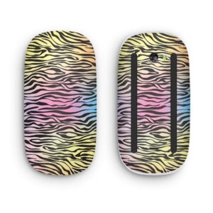 design skinz rainbow colored vector black zebra print vinyl decal compatible with the apple magic mouse 2 (wireless, rechargable) with multi-touch surface