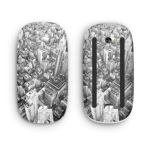 design skinz aerial cityscape black and white vinyl decal compatible with the apple magic mouse 2 (wireless, rechargable) with multi-touch surface