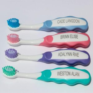 personalized toothbrush kids manual toothbrush age 2-6 4 color variety pack any name/message engraved 4 pack - personalized gift