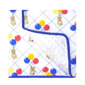 pam grace creations bears & balloons baby blanket, blue, red, yellow