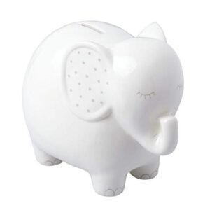 pearhead ceramic elephant bank, gender-neutral baby boy or baby girl nursery décor, money bank, baby keepsake, white