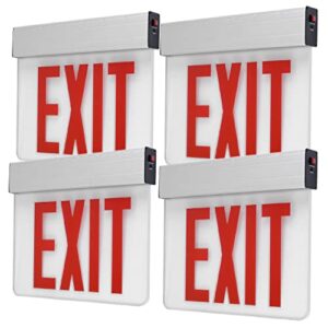 doit exit sign, 4 pack green exit signs emergency light 120/277v commercial led exit light combo with backup battery