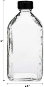 6 ounce clear glass graduated oval rx medicine bottles wwith capscaps-6 pack-pharmaceutical grade product