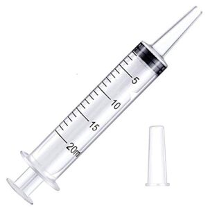 5 pack 20ml syringe, large plastic syringe for scientific labs, dispensing, measuring, watering, refilling, multiple uses