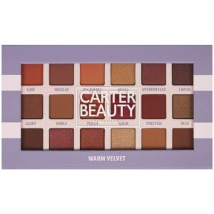 carter beauty by marissa carter 18 shade eyeshadow palette | long lasting eye shadow makeup | shimmer & matte vibrant colors (warm velvet)