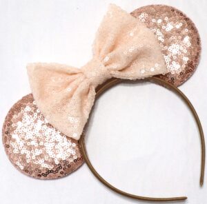 clgift mouse ears in beige, ivory cream, silver white, and rose gold