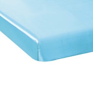 ehp super soft & silky satin crib fitted sheet 28" x 52" + 9" (solid/deep pocket) (sky blue)