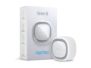 aeotec siren 6, z-wave plus s2 enabled zwave siren safety speaker, wall-mounted sound & light security intruder zwave alarm with backup battery, 110db