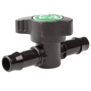 the original safety siphon 3/4 inch barbed shut off valve - simple on and off operation w/o-rings to prevent leaking - splice in line for easy flow control - constructed from wear-resistant plastic