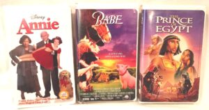 set of 3 family entertainment videos ~ prince of egypt vhs, babe vhs, annie vhs