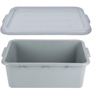 thaweesuk shop new 12 pack 20" x 15" x 7" gray polypropylene plastic bus dish restaurant tub w/lid of set