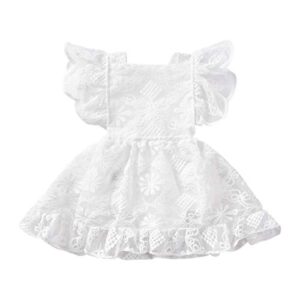 baby girl lace dress, princess dress tulle white party wedding summer dress clothes (white, 0-3months)