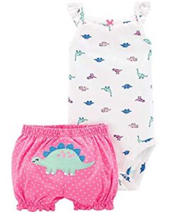 carter's 2-piece dinosaur bodysuit & short set - pink (3 months)