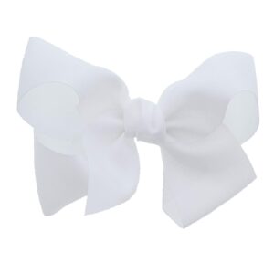 white 5.5 inch grosgrain hair bow clip for woman and girls