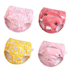 u0u baby girls'4 pack cotton training pants toddler potty training underwear for boys and girls pink 3t