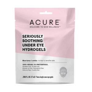 acure seriously soothing under eye hydrogels, 100% vegan, for dry to sensitive skin, blue tansy & arnica - soothes & minimizes dark circles, two single use, 0.24 fl oz