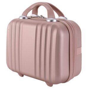 exttlliy mini hard shell hard travel luggage cosmetic case, small portable carrying case suitcase for makeup (rose gold)