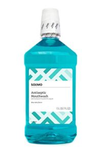 amazon brand - solimo antiseptic mouthwash, blue mint, 1.5 liters, 50.7 fl oz (pack of 1)