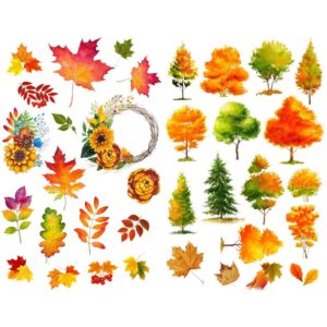 seasonstorm red maple leaves trees precut anti-uv waterproof decoration album planner stickers scrapbooking diary sticky paper flakes (pk042)