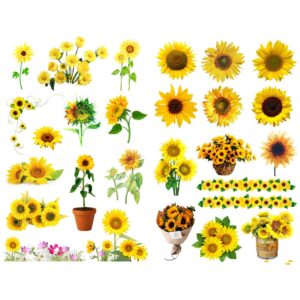 seasonstorm yellow sunflowers aesthetic diary journal paper stickers scrapbooking stationery sticker