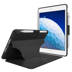 soke case - for ipad air 3 10.5 inch 2019 3rd generation,[luxury series] extra protective but slim cover with pencil holder and strong magnetic, 5 convenient stand angles, auto sleep/wake - black