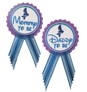 daddy to be & mommy pin mermaid baby shower pin to wear at baby shower, purple & turquoise pin, it's a girl, baby sprinkle