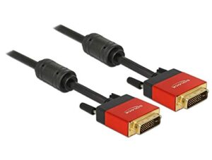 delock cable dvi 24+1 male to male red premium 5 m