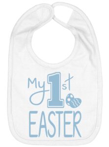 aiden's corner handmade cute first baby boy girl my 1st easter holiday bibs (lt blue white)