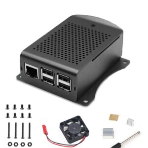 makerfocus raspberry pi case with fan, raspberry pi 3b+ aluminum alloy case with heatsink and screw driver for rpi 3b+, rpi 3/2, rpi b