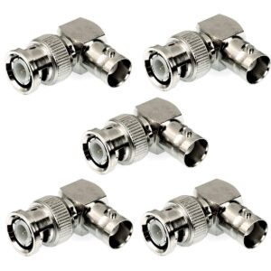 beelion 5pcs bnc male right angle to female bnc cable video adapter connector for cctv camera