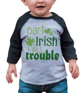 7 ate 9 apparel boy's st. patrick's day vintage baseball shirt t-shirt 18 months grey and green