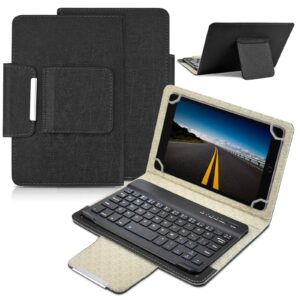 detuosi universal 7.0 inch android tablet case with keyboard, removable wireless bluetooth keyboard + pu leather folio book cover + stand, travel portable sleeve for ios/android/windows system tablet