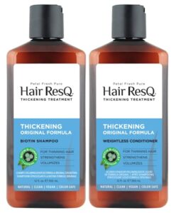 petal fresh hair resq original formula natural thickening biotin shampoo & weightless conditioner for noticeably thinning hair, strengthens & volumizes, vegan & cruelty-free 2 count (bundle)