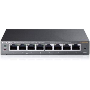 tp-link 8-port gigabit poe easy smart managed switch with 55w 4-poe ports | plug and play | desktop | metal | lifetime | ieee 802.3af compliant (tl-sg108pe) (renewed)