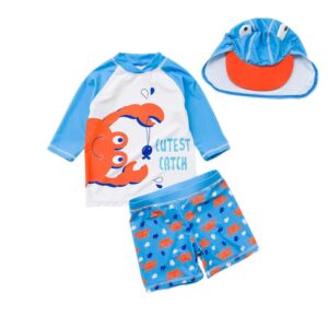 baby toddler boys two pieces swimsuit set boys crab bathing suit rash guards with hat upf 50+ fba (crab, 18-24 months)