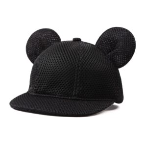 jangannsa baby mesh cap toddler kids sun hat mouse ears cute cartoon caps summer (1-3y,black)