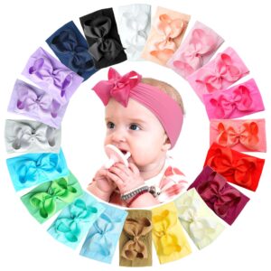 cÉllot 20 colors baby girl headbands with 4.5 inches hair bows nylon turban head wraps headbands for newborn infants and toddlers