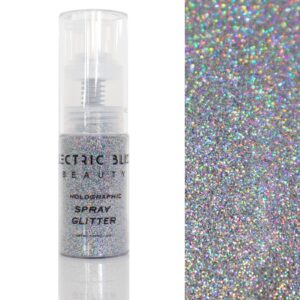 holographic silver - shiny glitter spray, body glitter spray, hair glitter spray, glitter spray for hair & body face glitter, eye glitter, body glitter rave glitter festival accessories