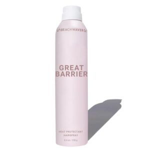 beachwaver great barrier heat protectant hair spray - multi-purpose treatment for heat protection before styling for flexible hold & no frizz - polynesian pink sugar scent (8.4 fl oz)