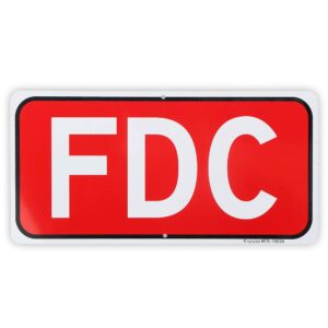 fdc sign, fire department connection sign, 12"x 6" - .040 rust free aluminum – reflective, uv protected and weatherproof