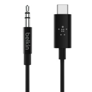 belkin rockstar usb-c to aux cable (usb-c to 3.5mm audio cable, usb-c to audio cable) for note10, pixel3, ipad pro and more (3ft, black), f7u079bt03-blk