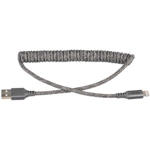 ventev helix 14 in expandable iphone cable | fast charging usb-a to lightning cable | coiled mfi certified iphone charger cord | no tangle cord, conveniently crafted for the car iphone, gray