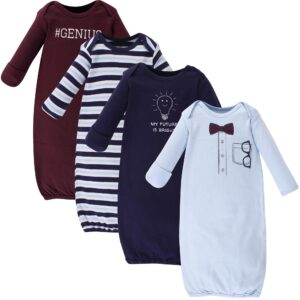 little treasure unisex baby cotton gowns, genius, 0-6 months