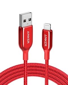 anker powerline+ iii lightning to usb a cable, (6ft mfi certified), usb charging/sync lightning cord compatible with iphone 11/xs/xr/x/8/airpods, ipad and more (red)