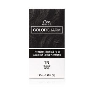 colorcharm permanent liquid hair color for gray coverage | 1n black| 1.4 fl oz