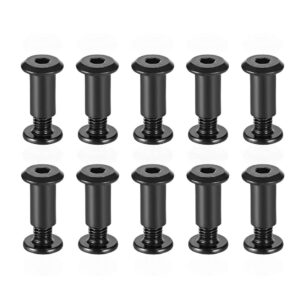 uxcell screw post fit for 5/16"(8mm) hole dia, male m6x10mm belt buckle binding bolts leather fastener carbon steel black 10 sets