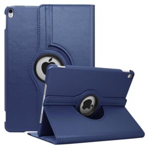 for ipad air 2 case cover - multi-angle viewing 360 degree rotating smart case cover, auto sleep/wake, leather full body protective cover for ipad air 2 (blue)